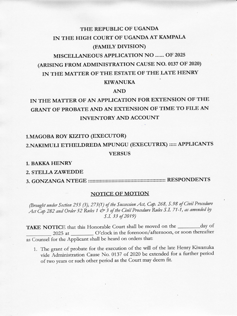 Application For Extension of Grant of Probate | PDF