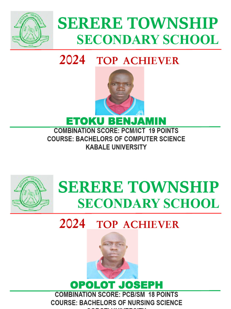 2024 Top Achievers from Serere Township SS | PDF