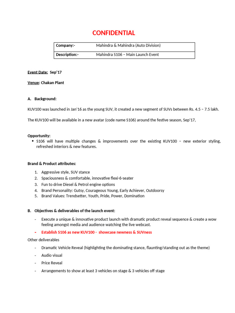 S106 - Launch Main Event Brief2 | PDF | Vehicles | Off Road Vehicles