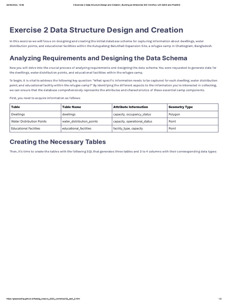 Exercise 2 Data Structure Design and Creation | PDF | Geographic Information System | Databases