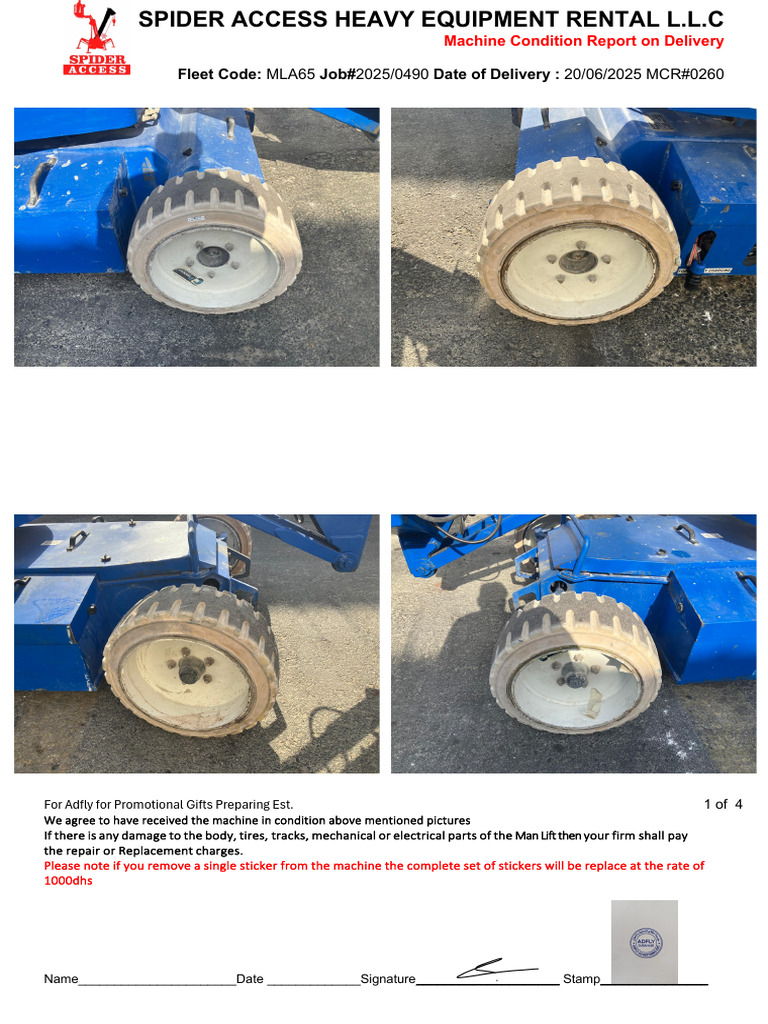 Machine Condition Report for Rental | PDF | Construction Equipment ...