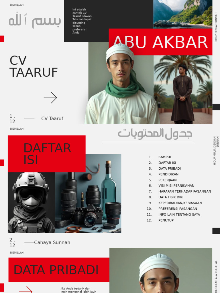 Contoh CV Taaruf Ikhwan Bergaya Modern Islamic Art | PDF