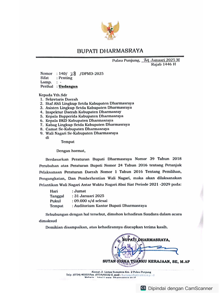 Surat Undangan Lingkup Setda | PDF