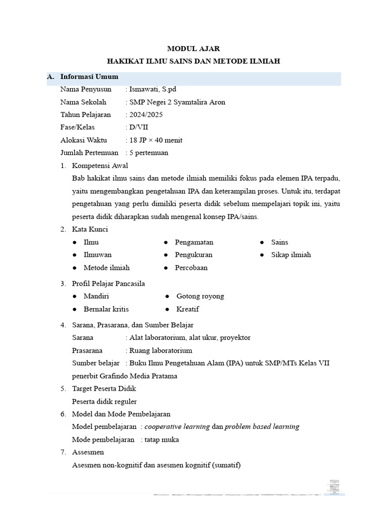 Modul Ajar Bab 1 | PDF