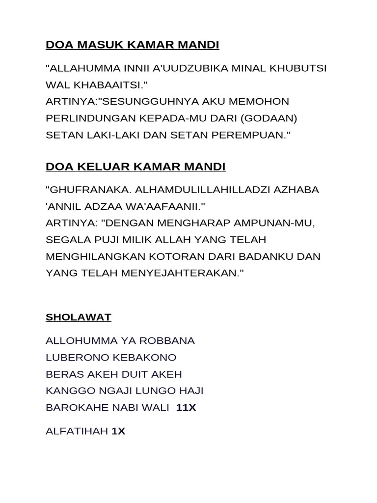 Doa Masuk Kamar Mandi | PDF