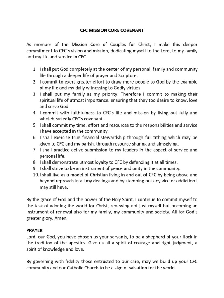 CFC Mission Core Covenant | PDF