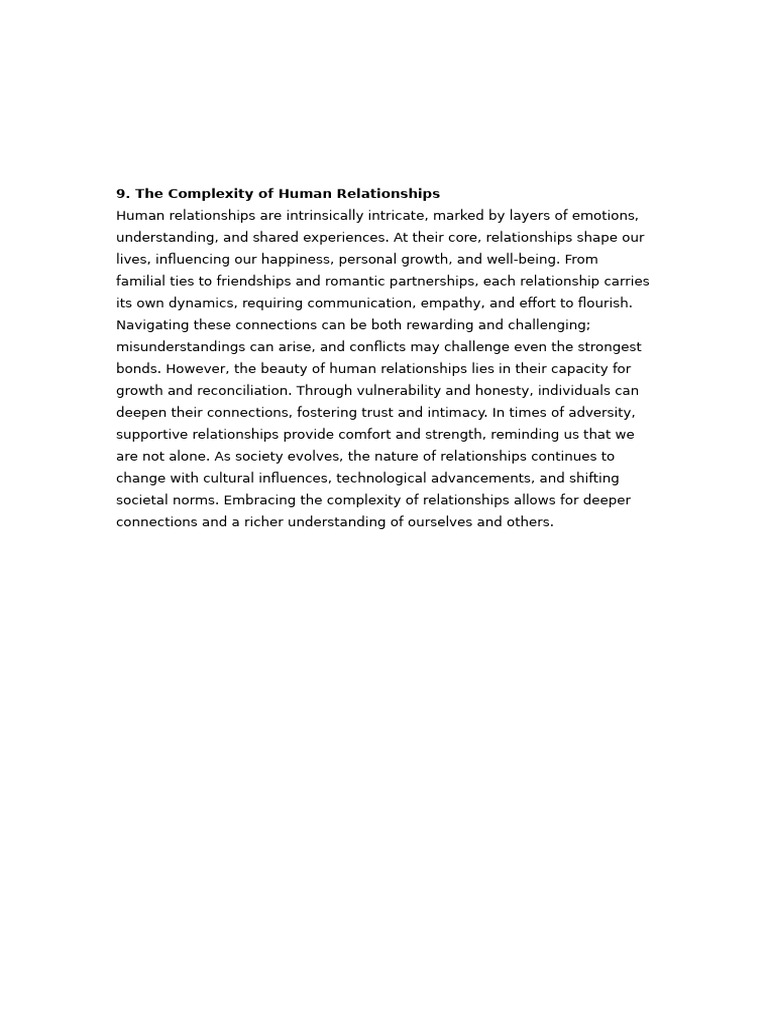 The Complexity of Human Relationships | PDF