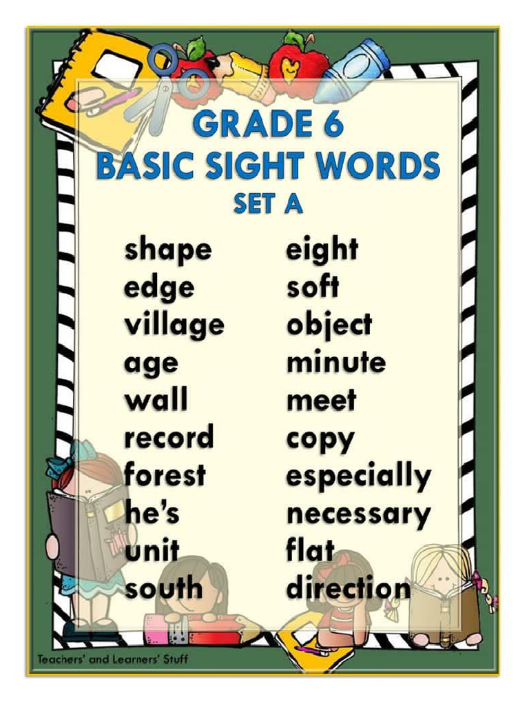 Basic Sight Words 6 | PDF