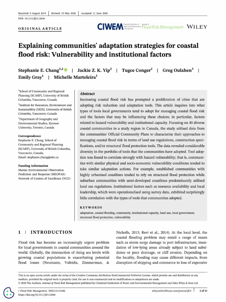 Explaining Communities' Adaptation Strategies For Coastal Flood Risk ...