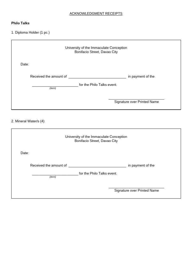 Acknowledgement Receipt | PDF