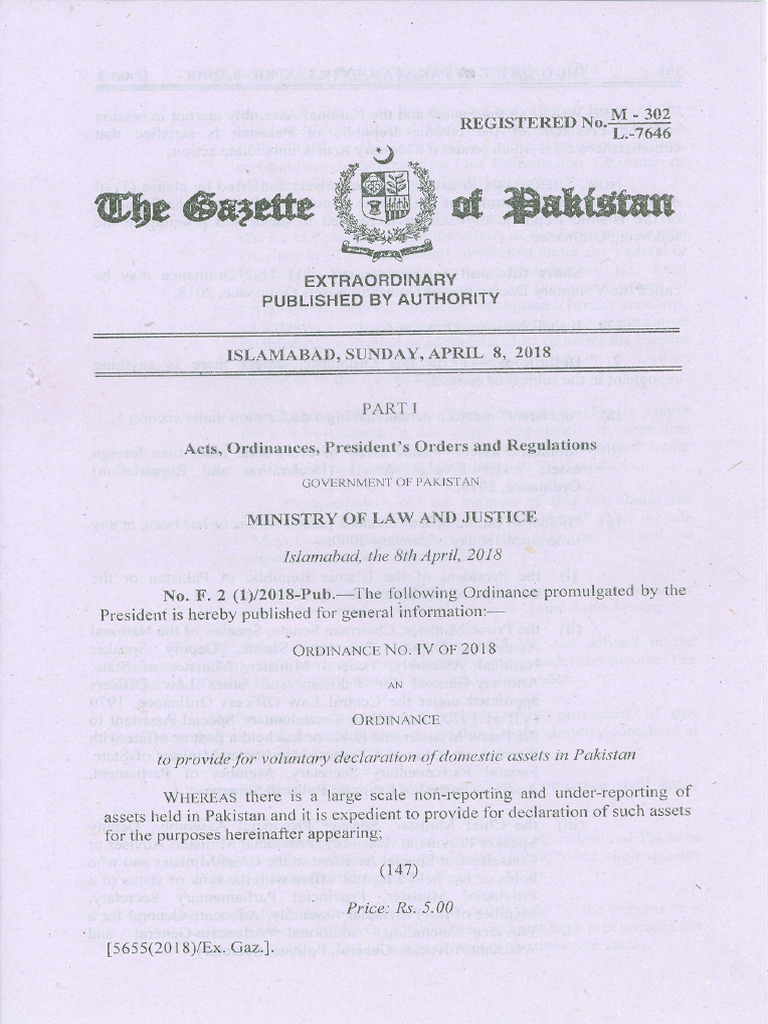 Voluntary Declaration of Domestic Assets 2018 | PDF