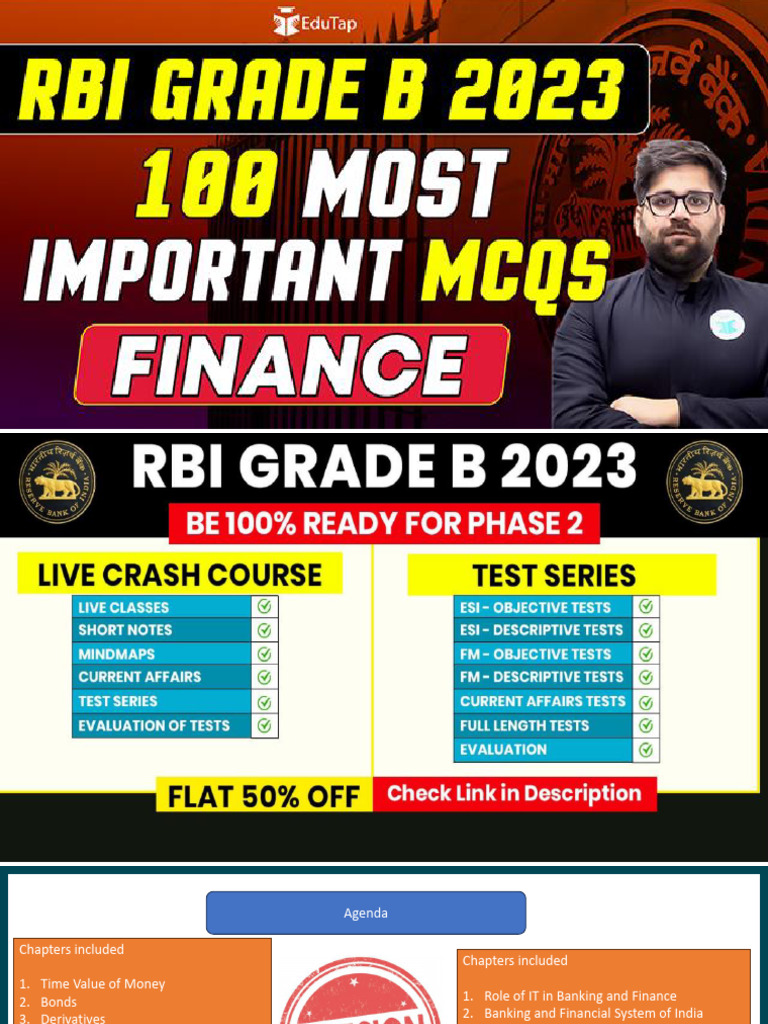 Rbi Grade B Finance Most Important Mcqs | PDF | Bonds (Finance) | Derivative (Finance)