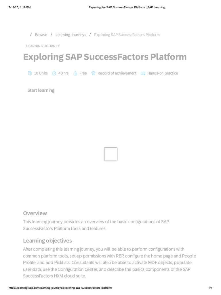 Exploring The SAP SuccessFactors Platform - SAP Learning | PDF ...