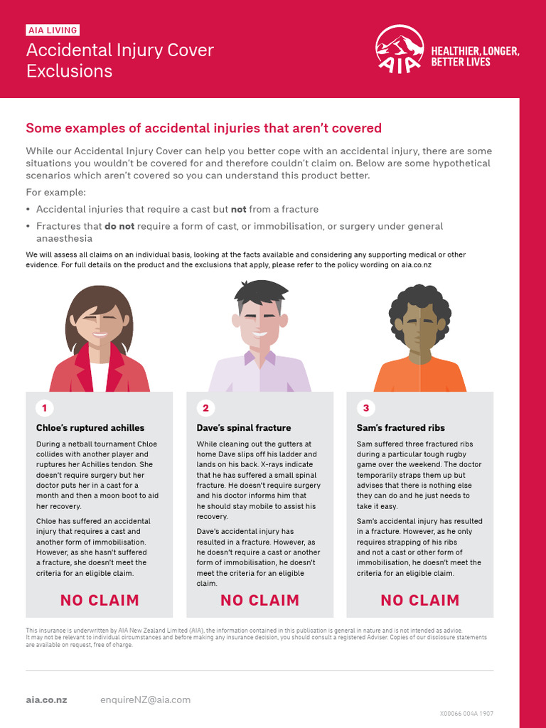 AIA Accidental Injury Cover Exclusions | PDF