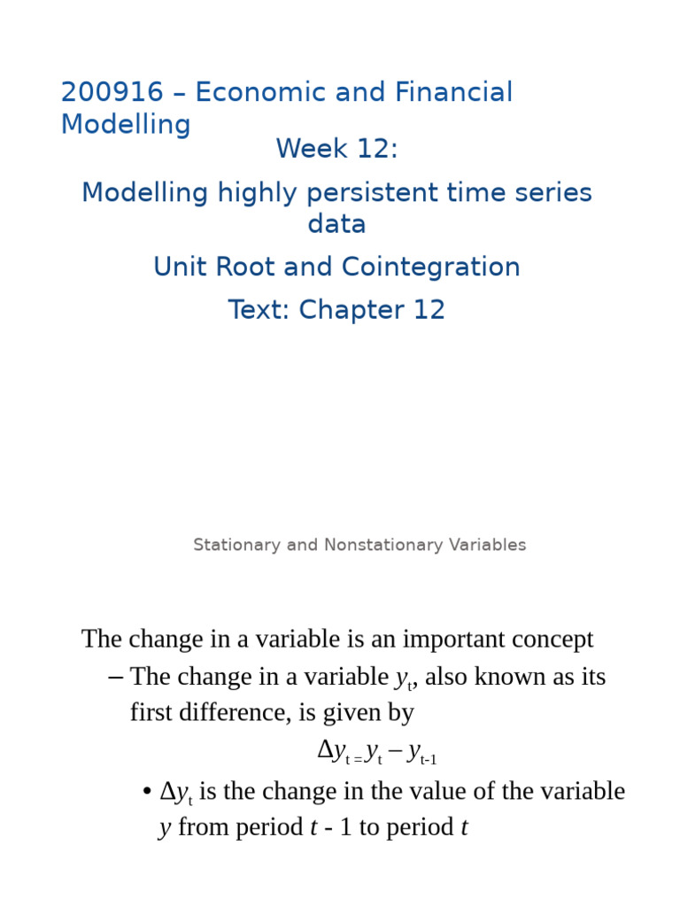 Time Series Analysis: Unit Roots & Cointegration | PDF | Autoregressive ...
