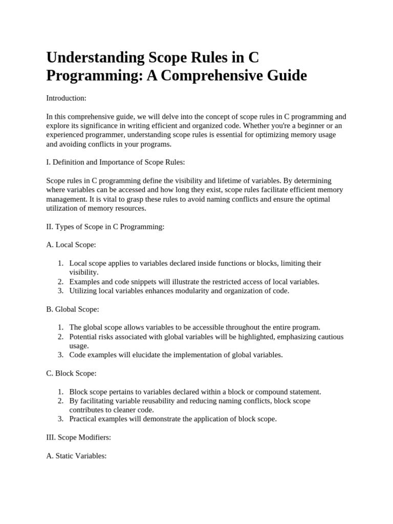 Understanding Scope Rules in C Programming A Comprehensive Guide | PDF | Scope (Computer Science ...