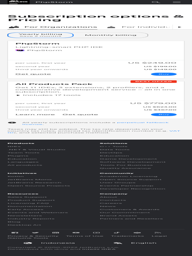 PhpStorm Subscription and Pricing Details | PDF | Subscription Business ...