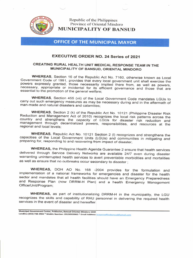 Executive Order No 24 S 2021 | PDF