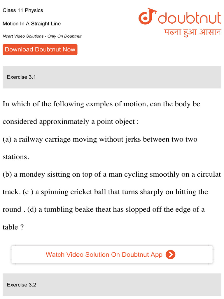 Ncert Class 11 Physics Motion in A Straight Line | PDF | Acceleration | Speed