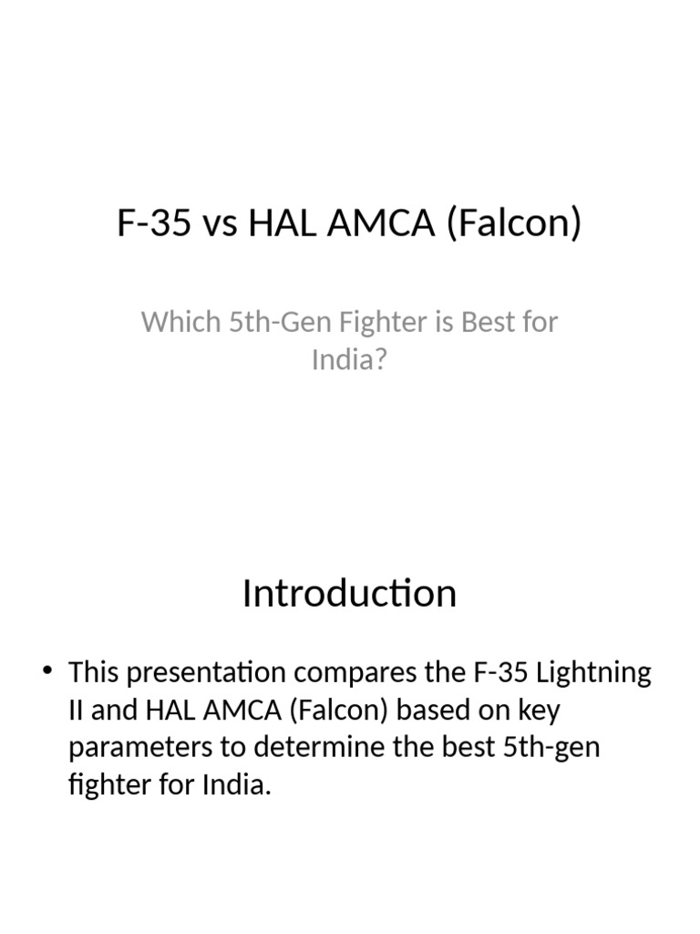 F35 Vs AMCA Presentation | PDF