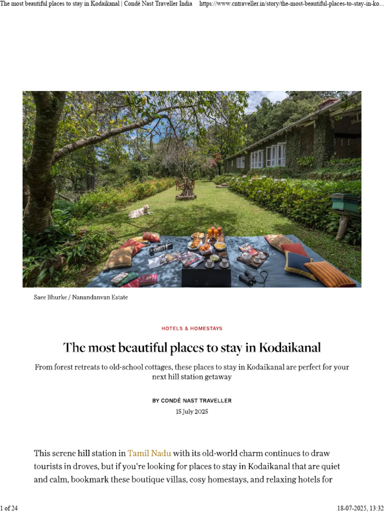 The Most Beautiful Places To Stay in Kodaikanal | PDF