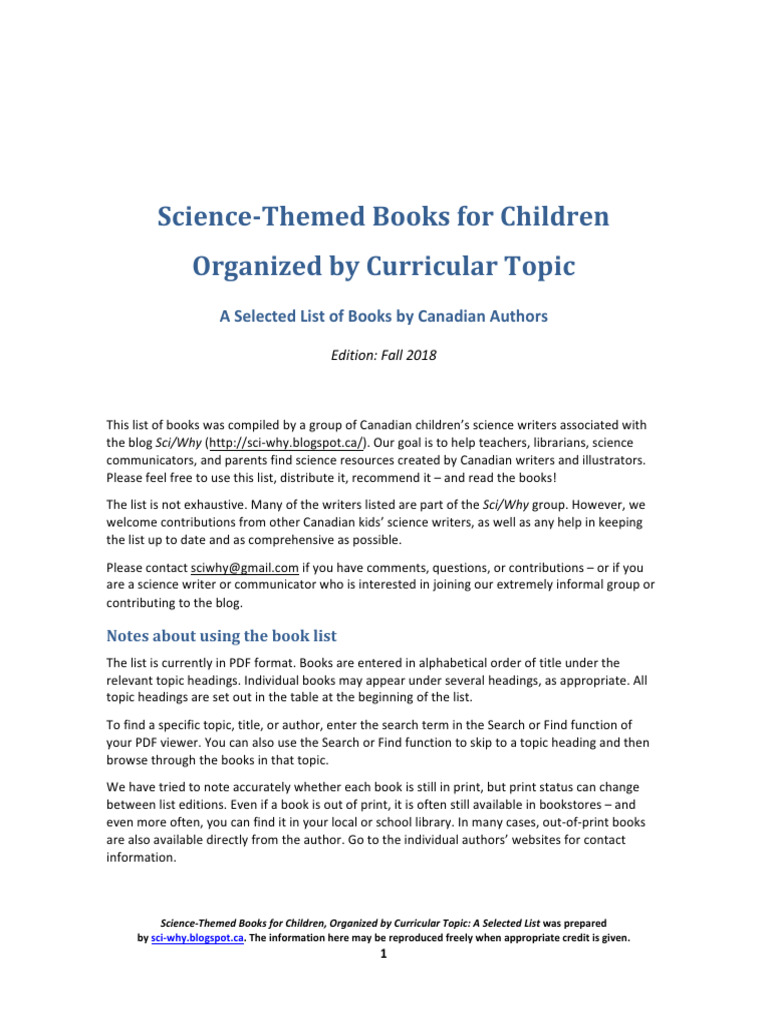 Science Books for Kids: A PDF Guide | PDF | Science | Books