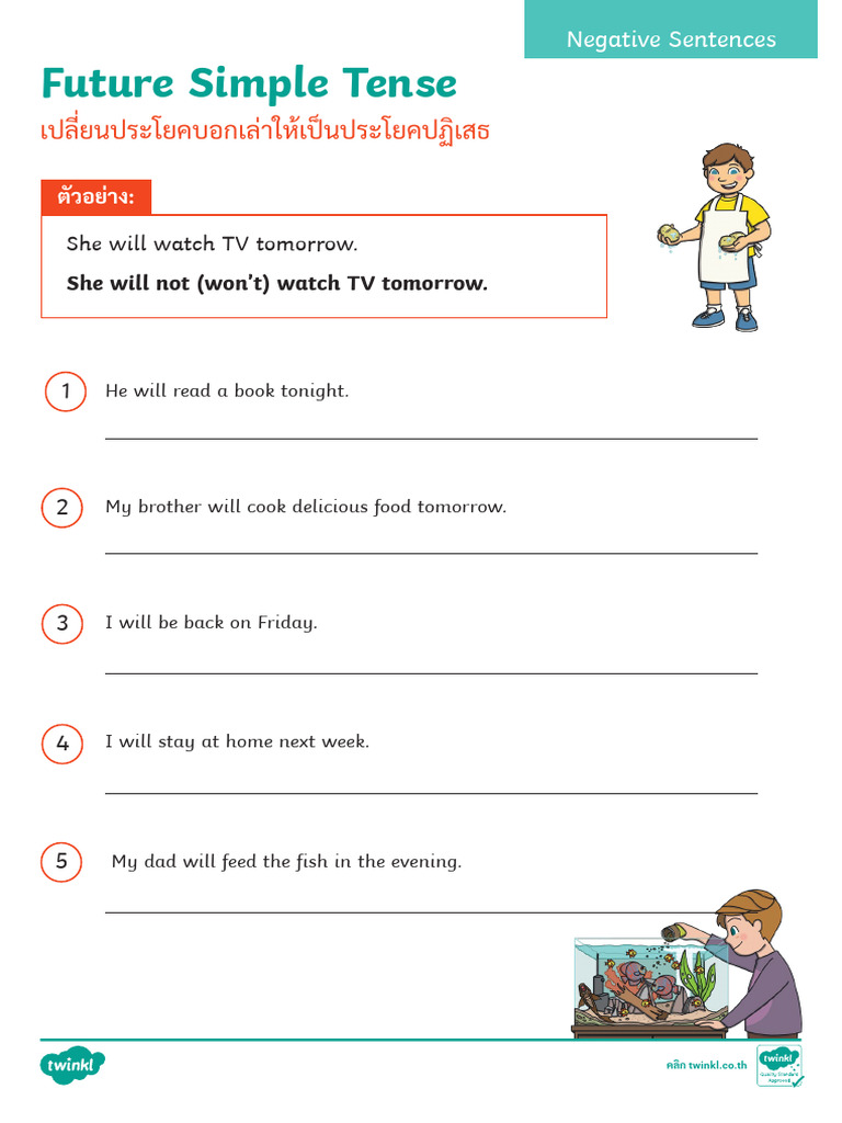 TH e 1640340542 Future Simple Tense in Negaive Forms Worksheet Ver 1 | PDF