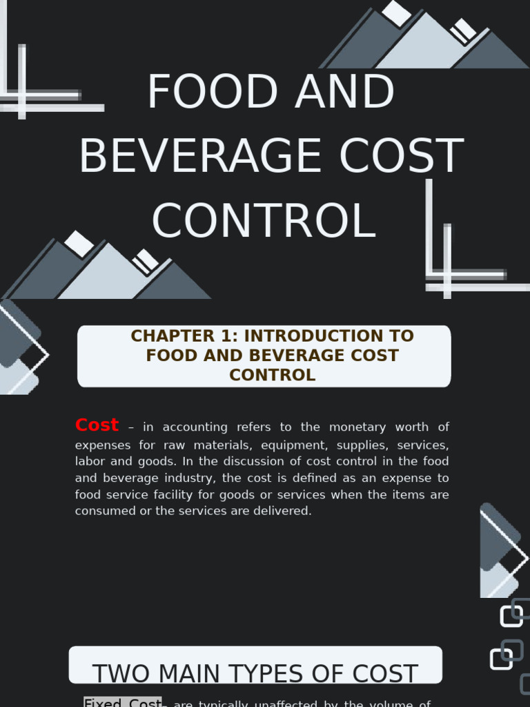 Chapter 1 FNB Cost Control Module For HM | PDF | Cost Accounting | Cost