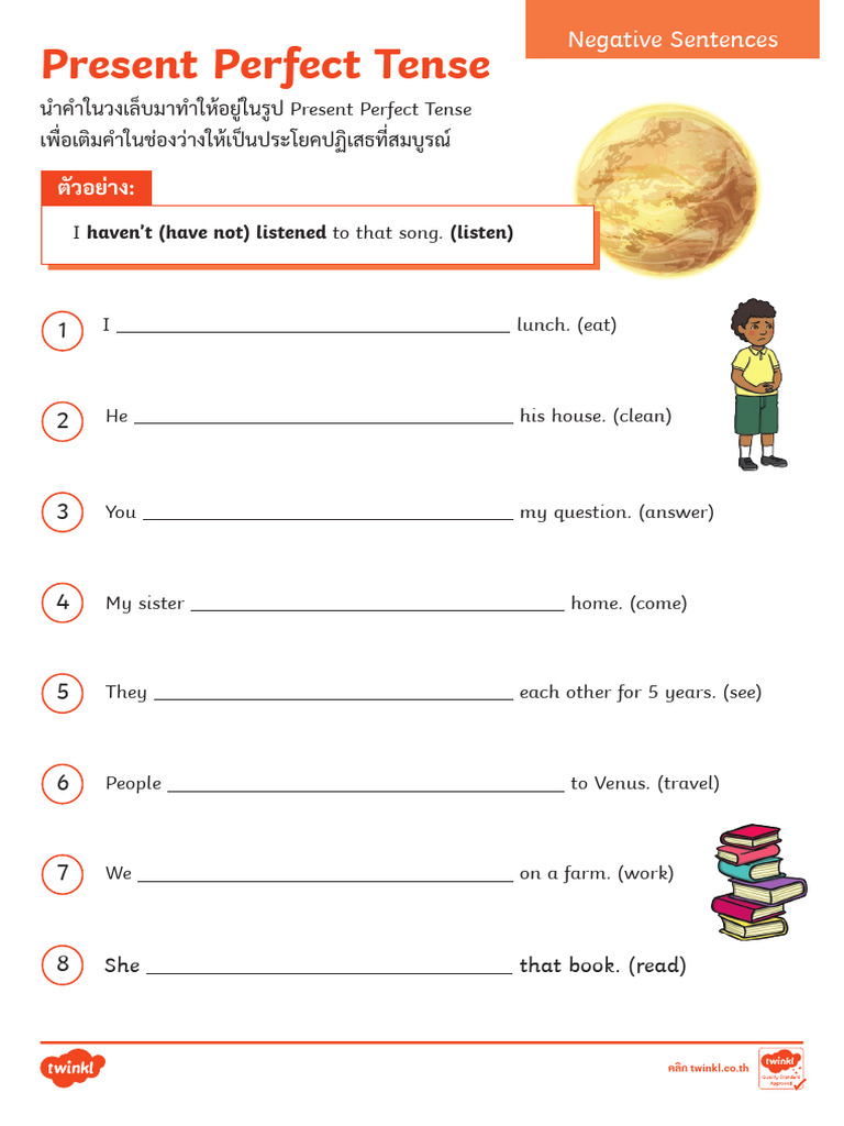 TH e 1640148833 Present Perfect Tense in Negative Forms Worksheet Ver 2 ...