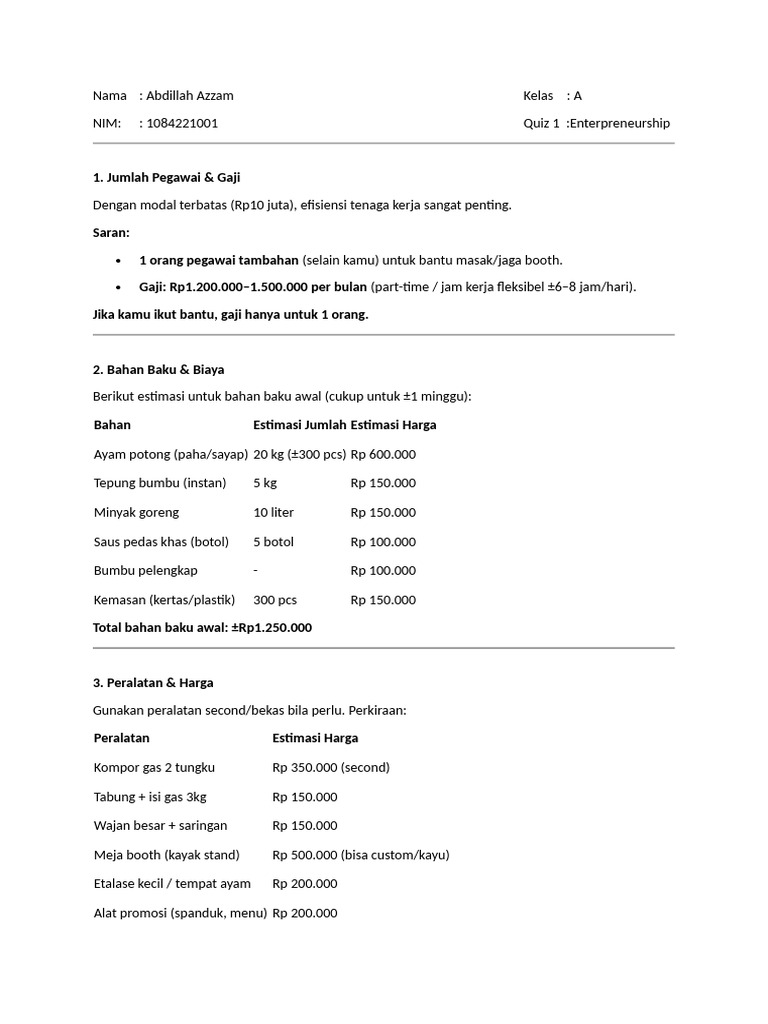 Quiz 1 Abdillah Azzam | PDF