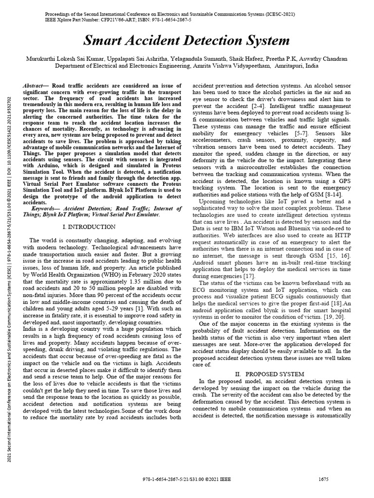 Smart Accident Detection System Design | PDF | Internet Of Things ...
