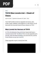 Hero Levels by Town Hall in COC | PDF