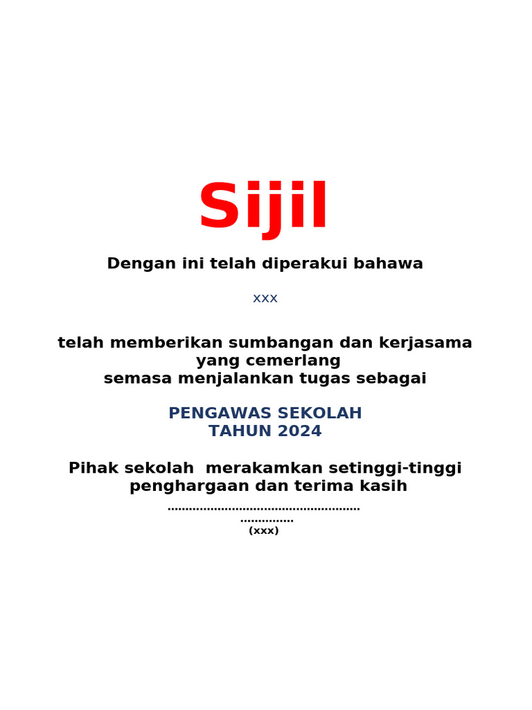 Template Sijil | PDF