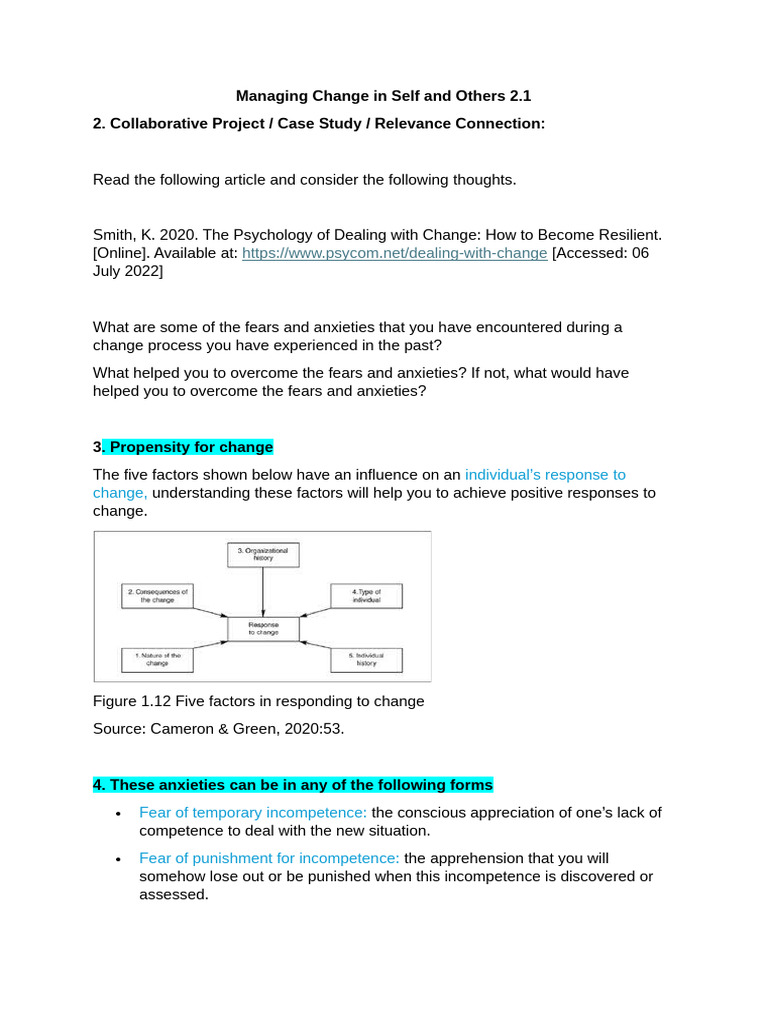 Managing Change in Self and Others 2.1 | PDF
