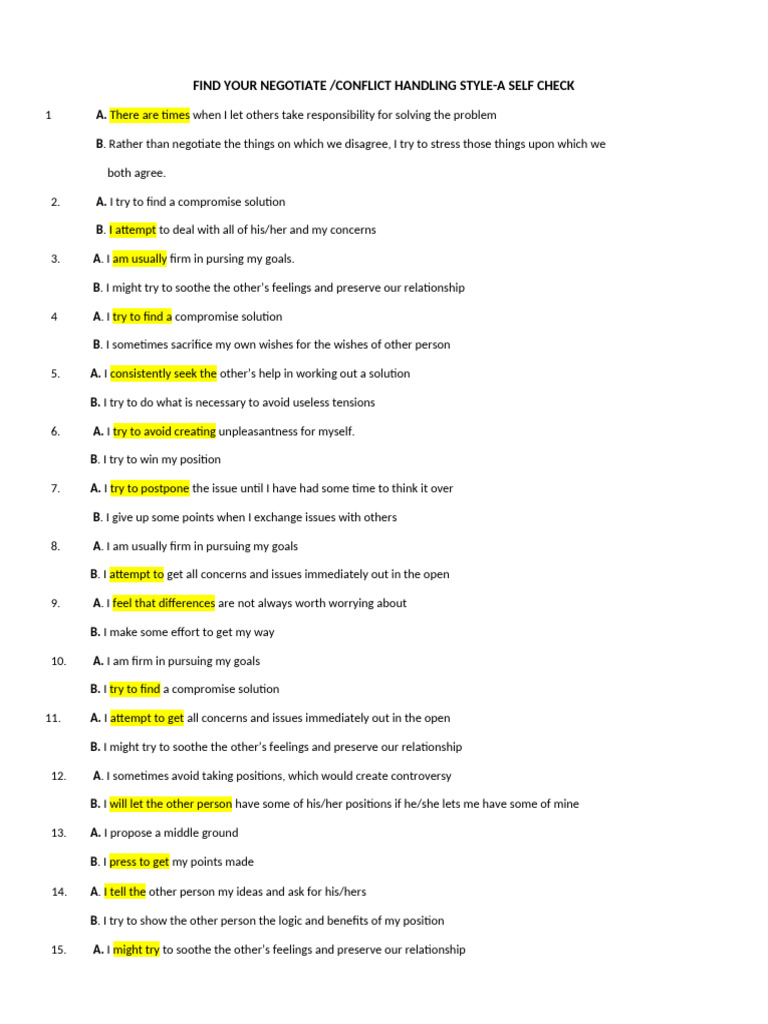 11conflict & Negotiation Management Style - Test | PDF | Negotiation