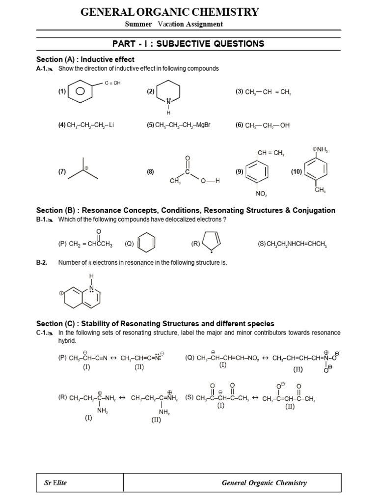 GOC Summer Vacation Assignment PDF | PDF | Aromaticity | Molecules