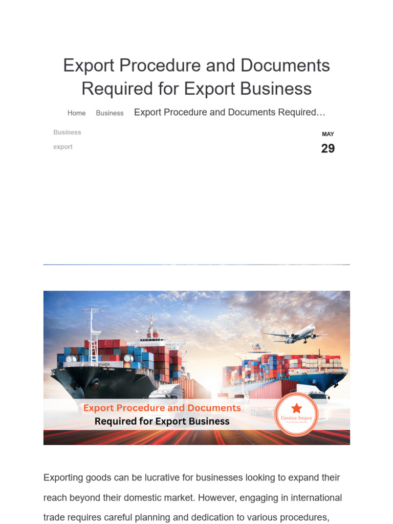 Export Procedure and Documents Required For Export Business | PDF | Bill Of Lading | Cargo