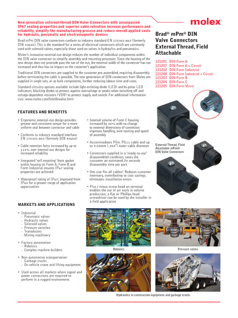 New Generation Valve Connectors | PDF | Electrical Connector | Valve