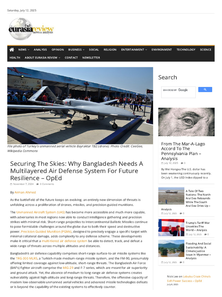 Securing The Skies - Why Bangladesh Needs A Multilayered Air Defense System For Future ...