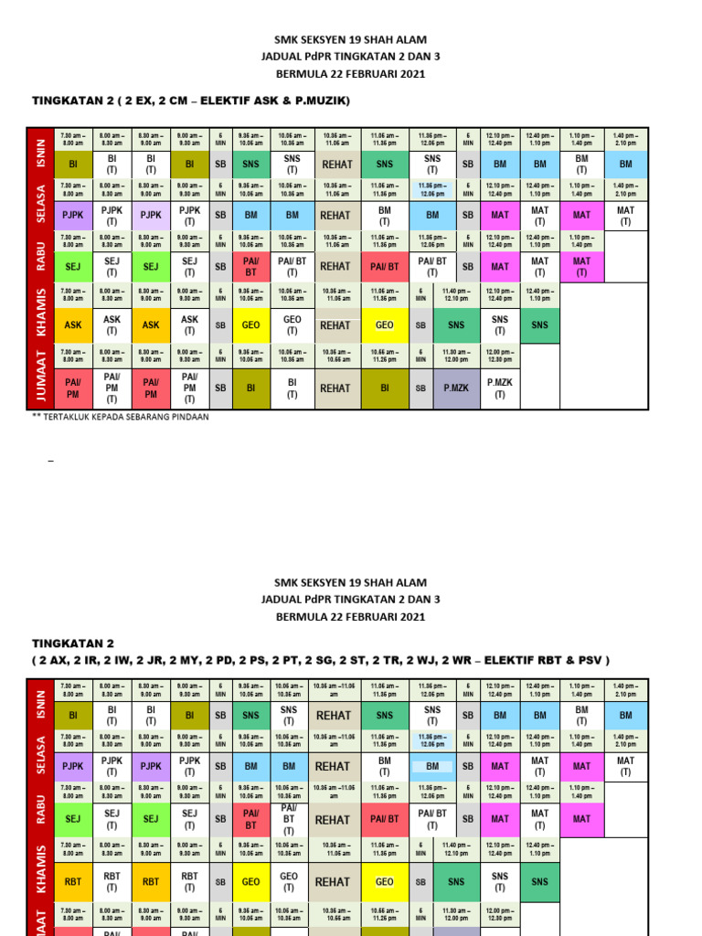 Jadual PDPR 2.0 PTG | PDF