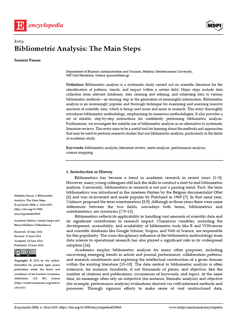 Bibliometric Analysis The Main Steps | PDF | Meta Analysis | Data