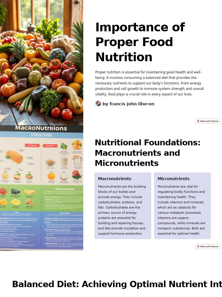 Importance of Proper Food Nutrition | PDF | Nutrients | Nutrition