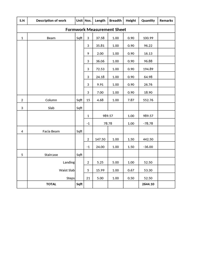 Hattiban Formwork-1st Floor | PDF | Beam (Structure) | Length