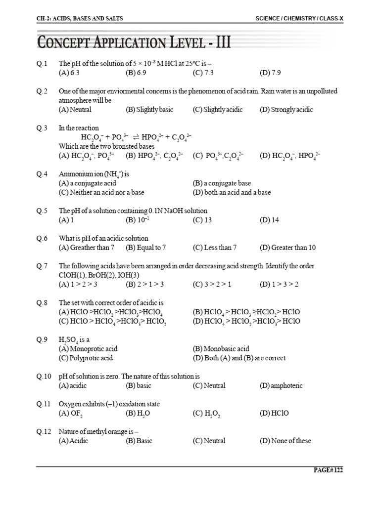 CHEM 2 Acid, Bases & Salts - TEST 2 | PDF | Acid | Ph