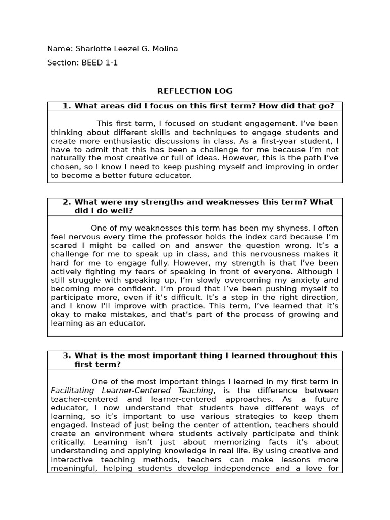 Reflection Log | PDF