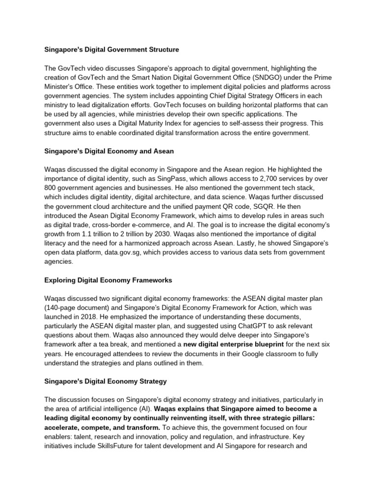 Singapore's Digital Government Framework | PDF | Artificial ...