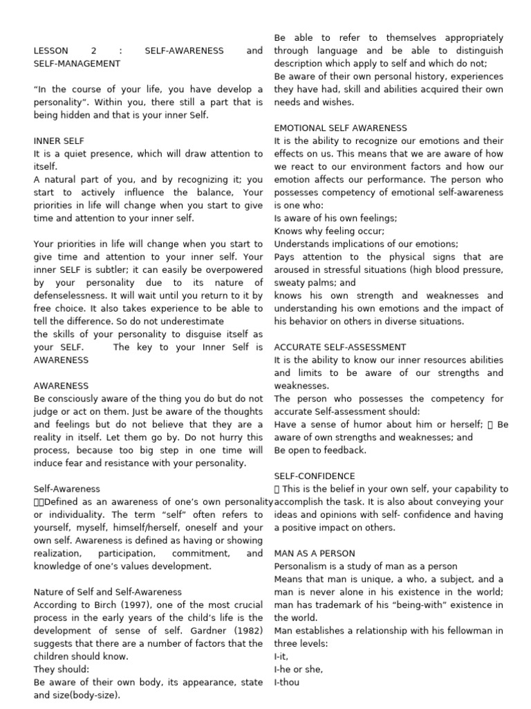 NSTP Module Lesson 2 and 3 5pages ShortBond | PDF | Awareness | Self ...