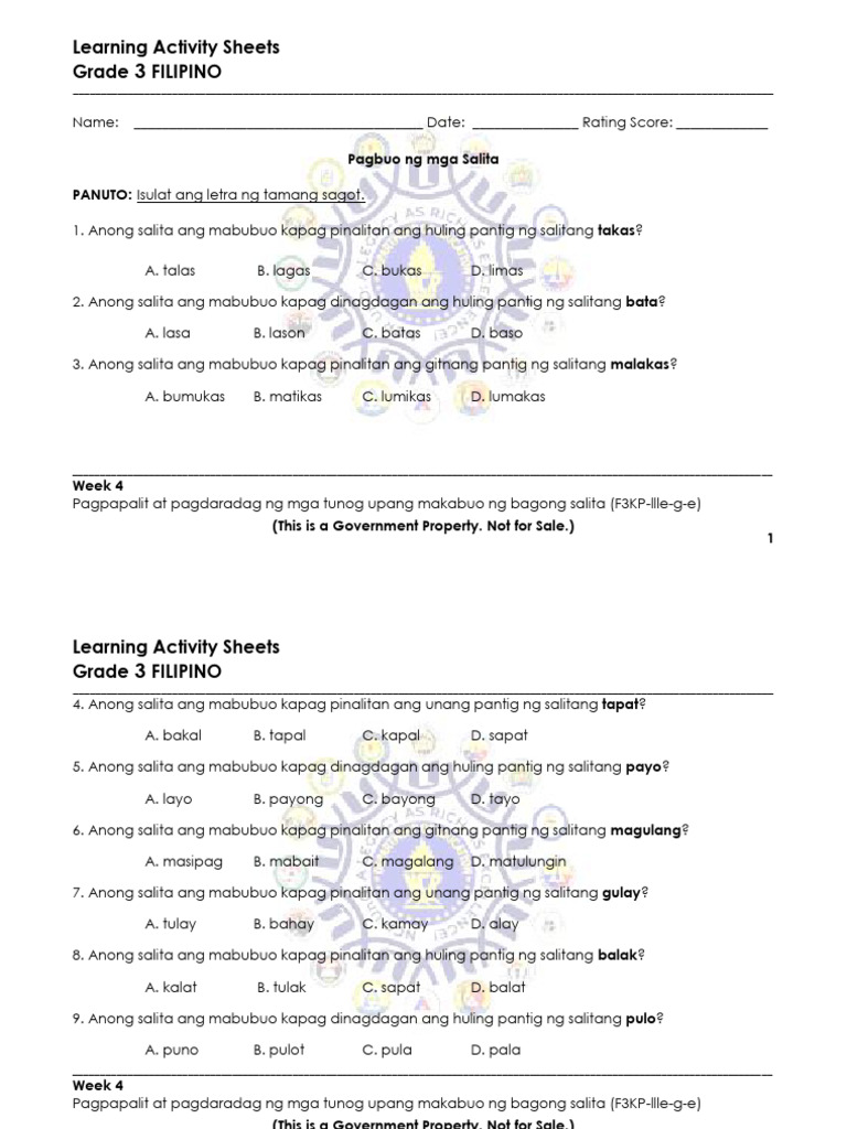 LAS Week 4 Grade3 1 | PDF