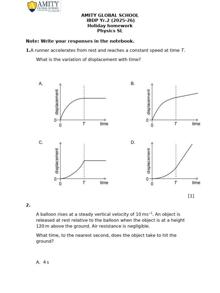IB2 Holiday Homework SL | PDF | Gases | Waves