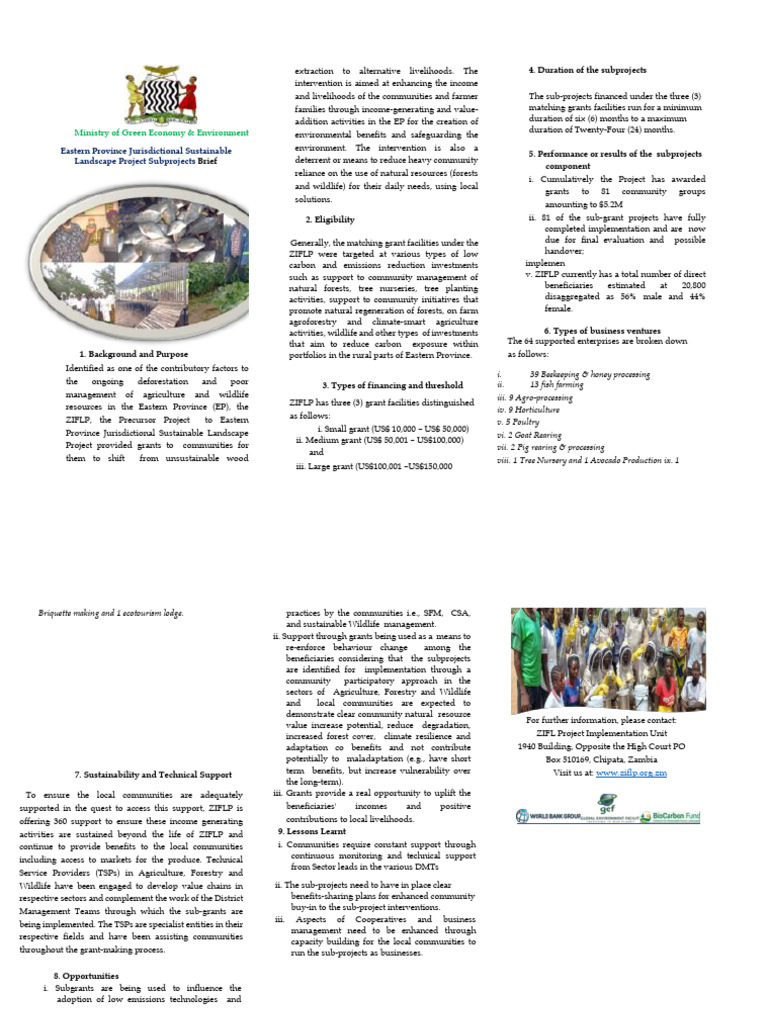 Zambia Integrated Forest Landscape Project - Subprojects Info Brief ...